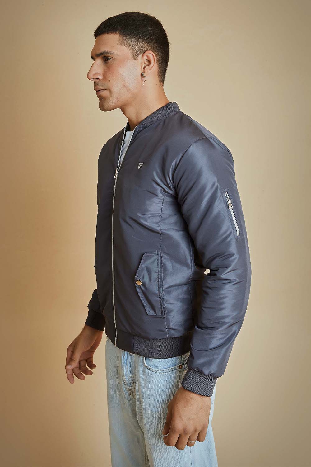 Charcoal Bomber Jacket with Flap Pockets – Urban Road