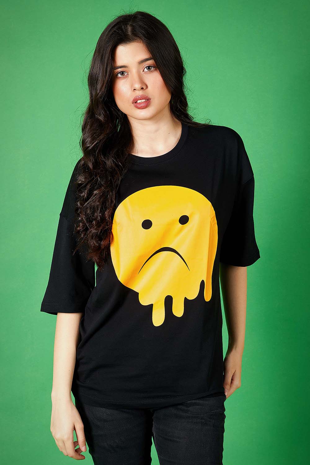 Sad Face Oversized Tee For Men and Women in Pakistan | UrbanRoad.pk ...