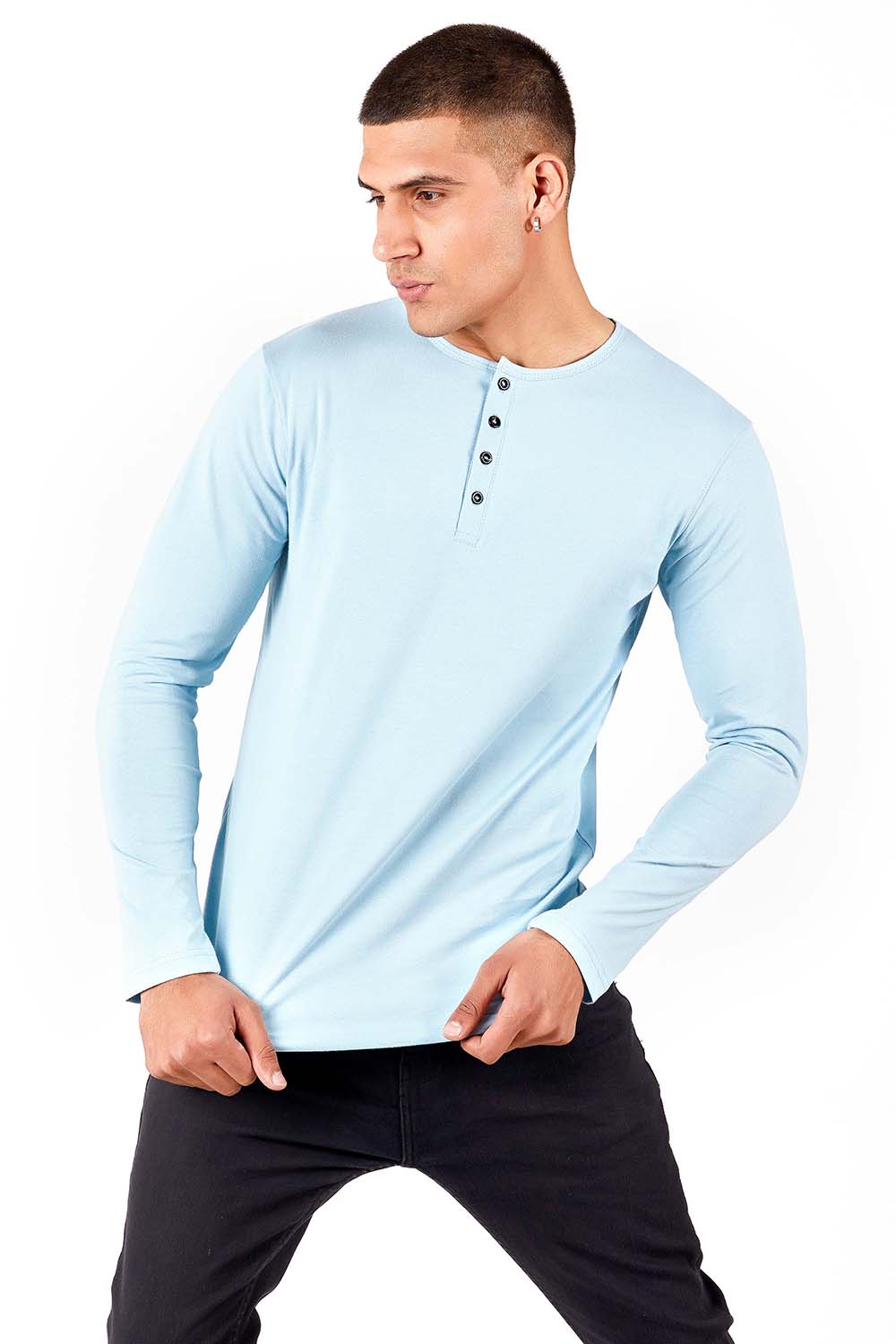 Premium Sky Blue Henley For Men in Pakistan | UrbanRoad.pk – Urban Road