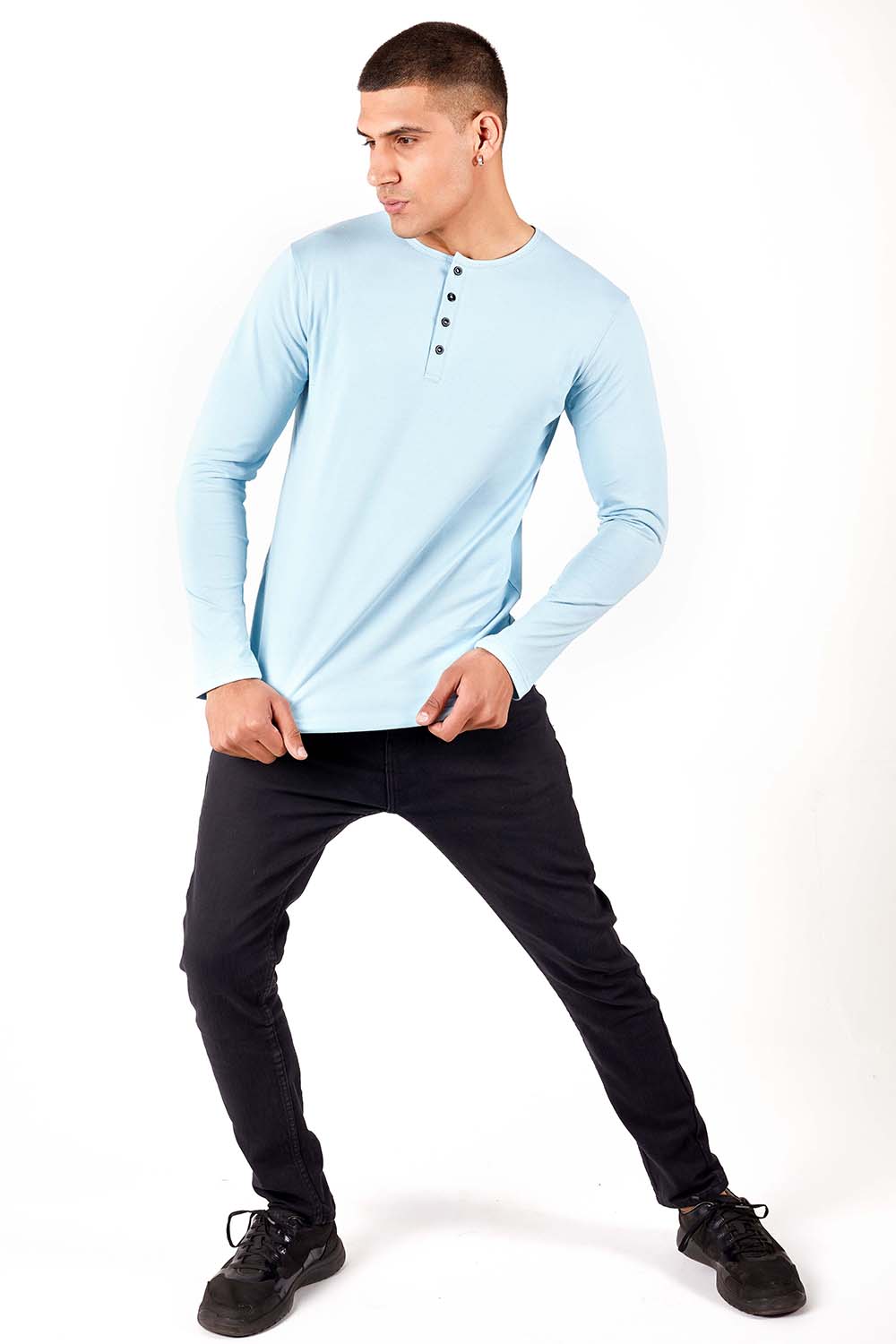 Premium Sky Blue Henley For Men in Pakistan | UrbanRoad.pk – Urban Road